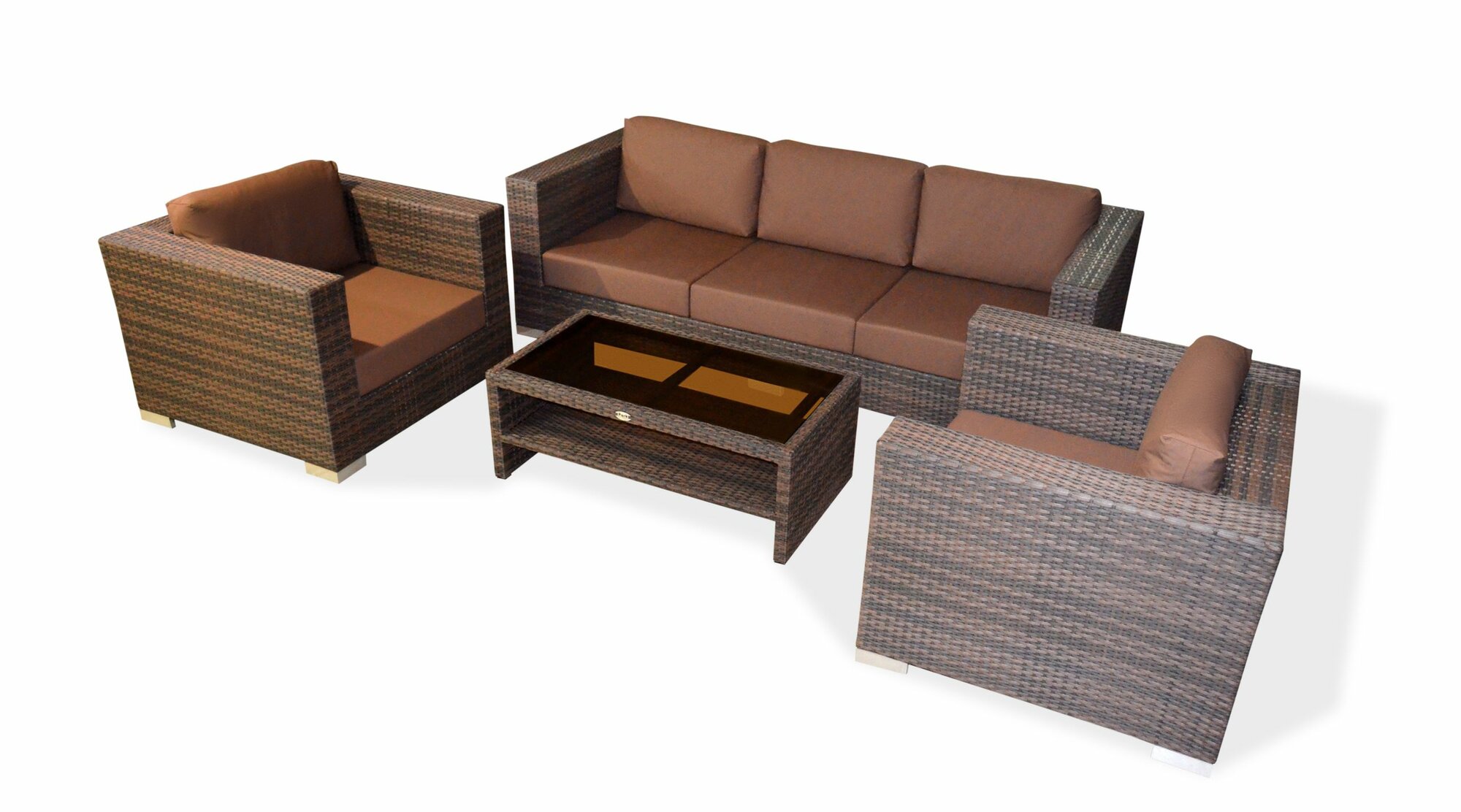 Комплект из искусственного ротанга Варна, цвет микс венге + темно-коричневый