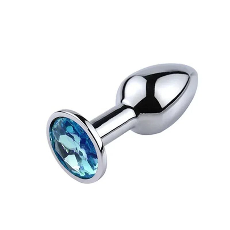 Анальная пробка для новичков, секс-игрушка с кристаллами в форме сердца, Blue Circular, XS 2.4CM