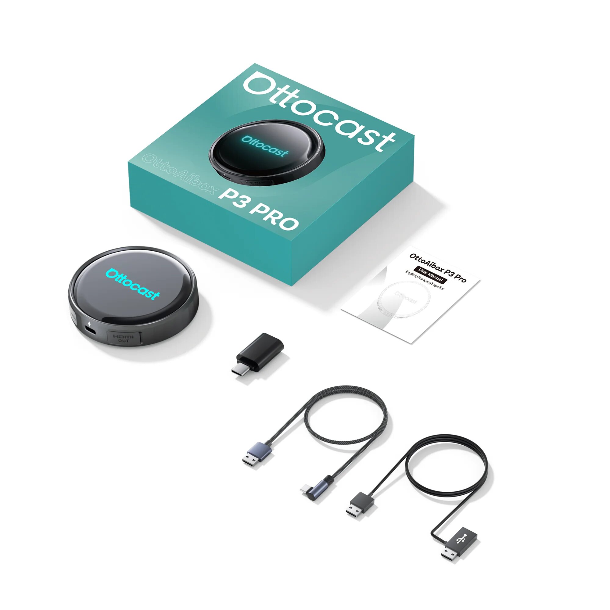 OTTOCAST P3 PRO AI Box Wireless CarPlay Android Auto AI Voice Smart Eurasian version, standard