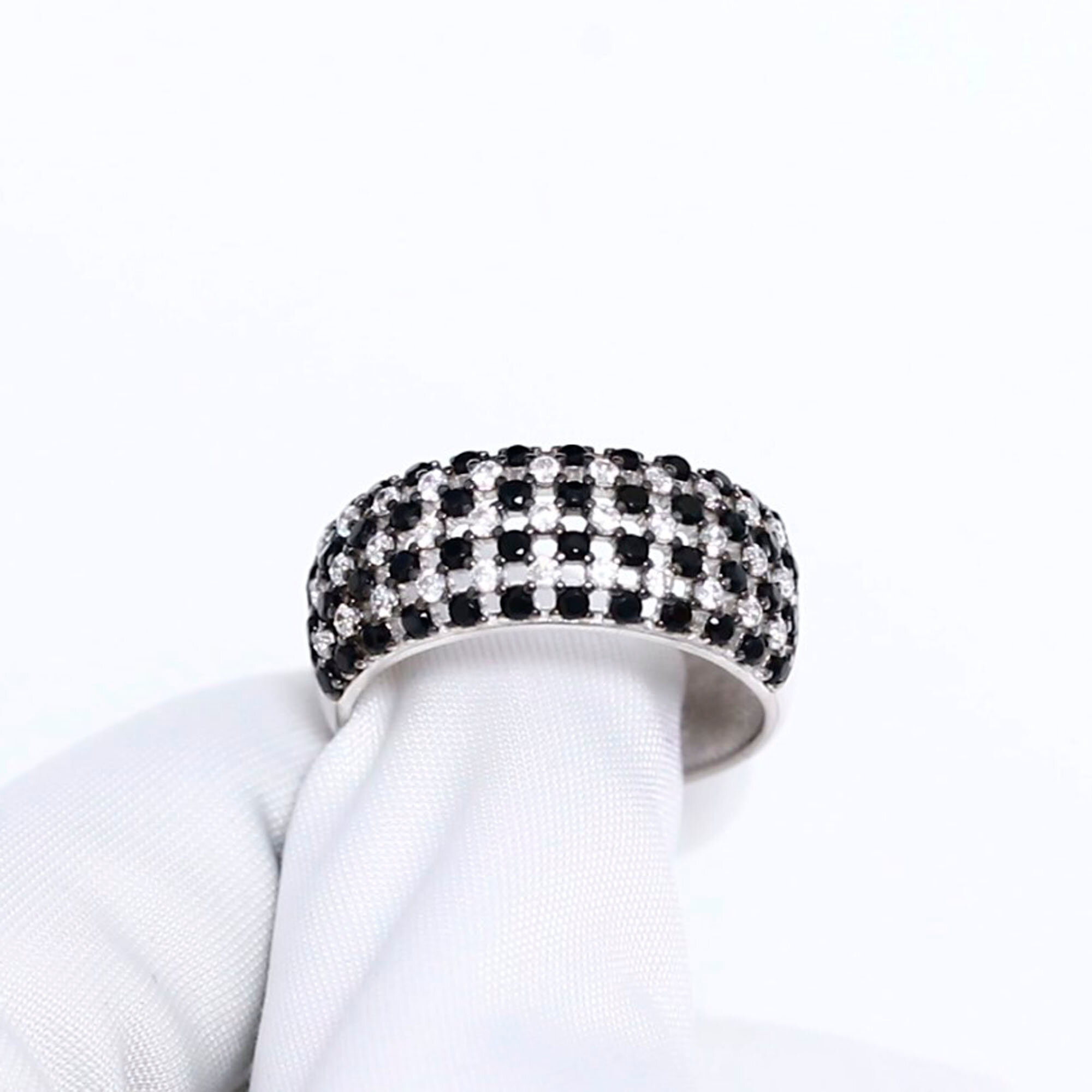 Кольцо, серебро, 925 проба, родирование, шпинель, фианит