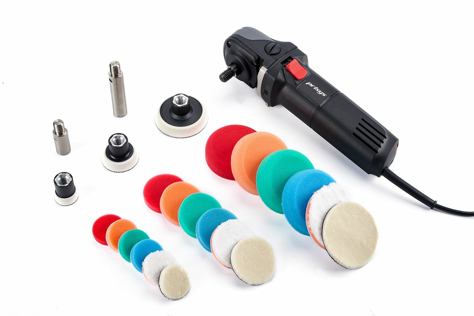 Prisys EP804K - Мини-Роторная полировальная машинка, Комплект 41 предмет 750W; 1,2,3"(M14); 1200-4500/min; 1.6kg