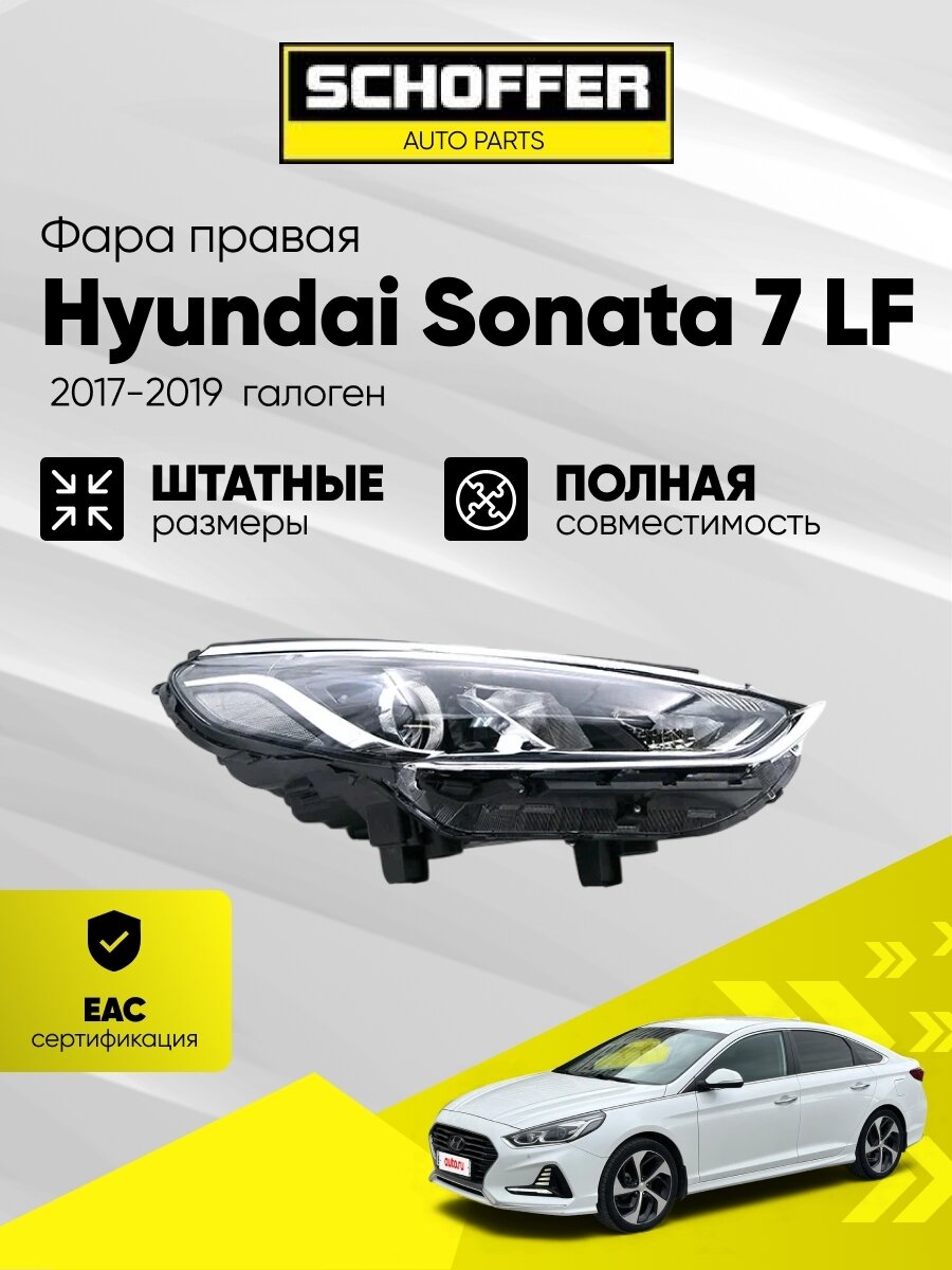 Фара правая галоген Hyundai Sonata 7 LF (VII 2017-2020) № 92102-C1500, SHF-12063
