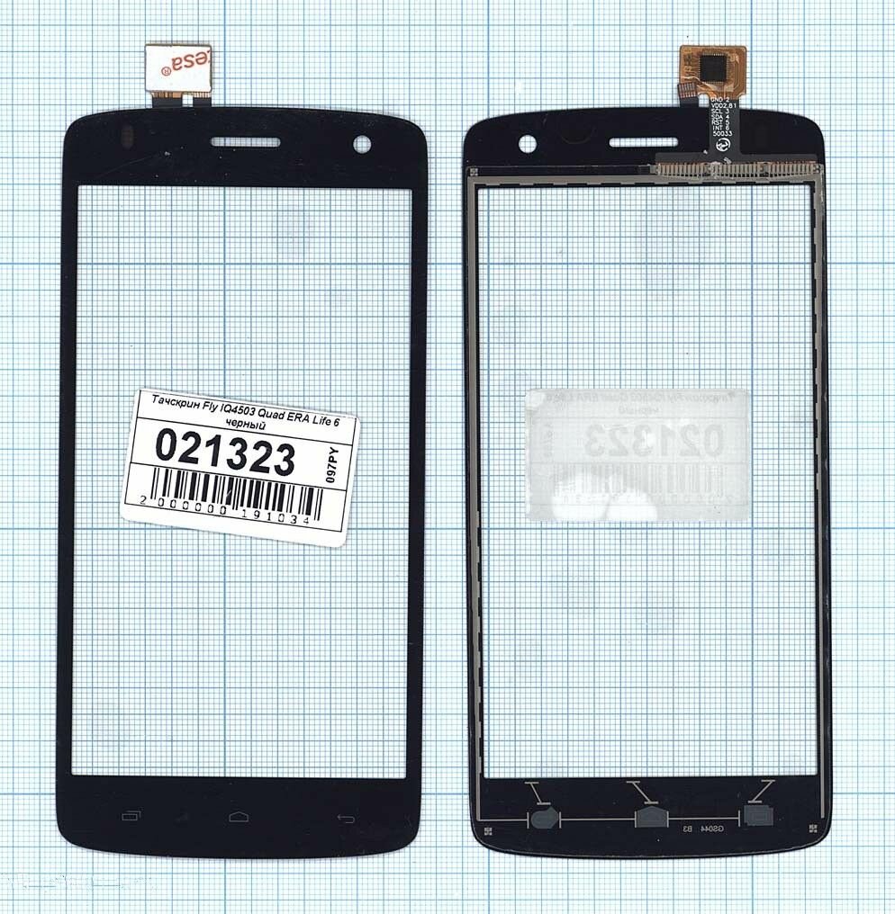Сенсорное стекло (тачскрин) для смартфона Fly IQ4503 Quad ERA Life 6 черное