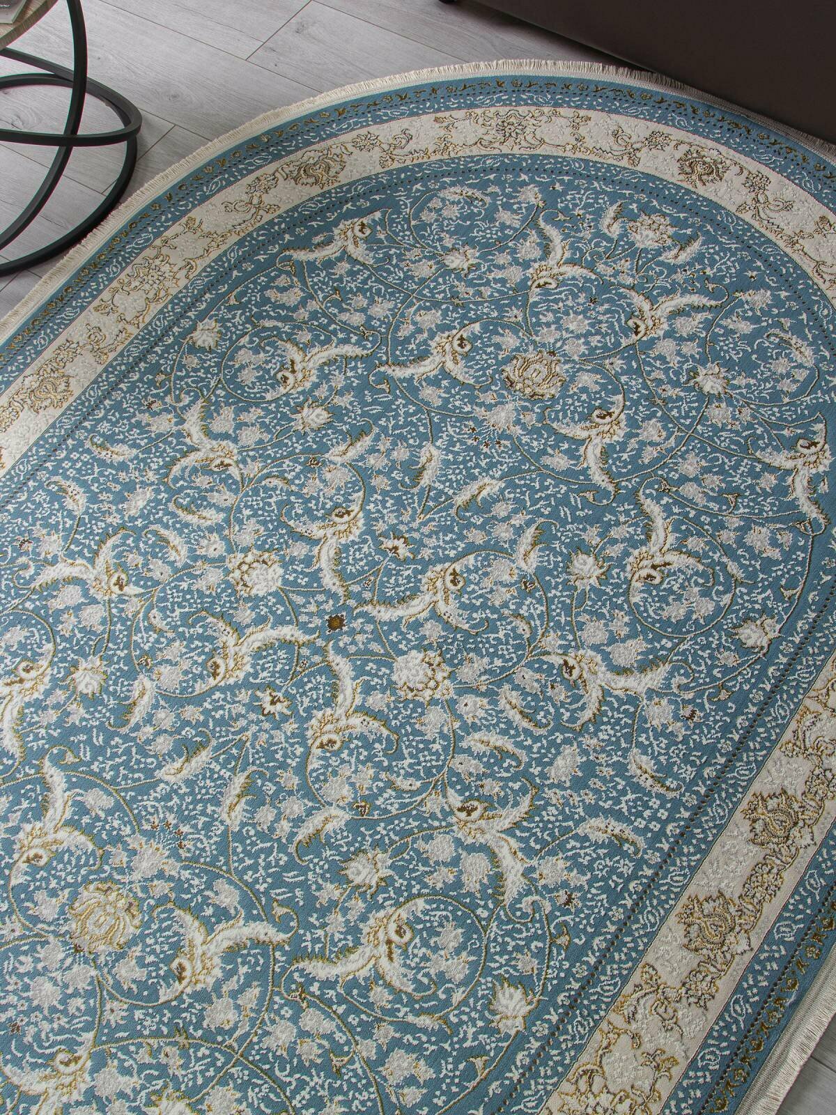 Ковер Овальный на пол в гостиную в спальню 80х150 см классический ворс 8 мм с бахромой 397594 KoverVDom