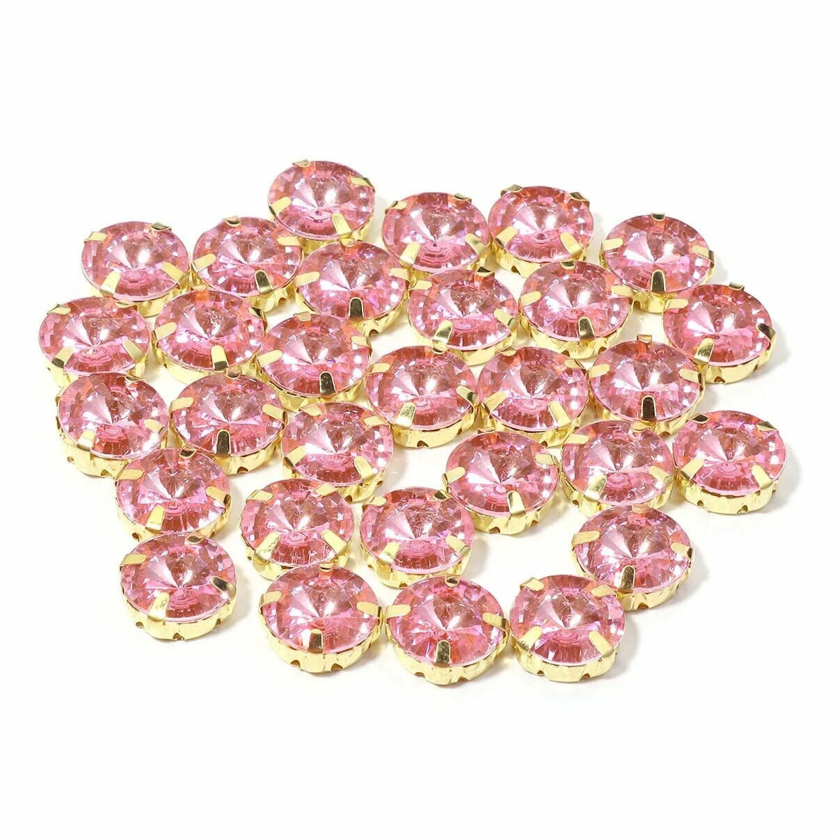 Розовые стразы с когтями, 30 шт, Light pink