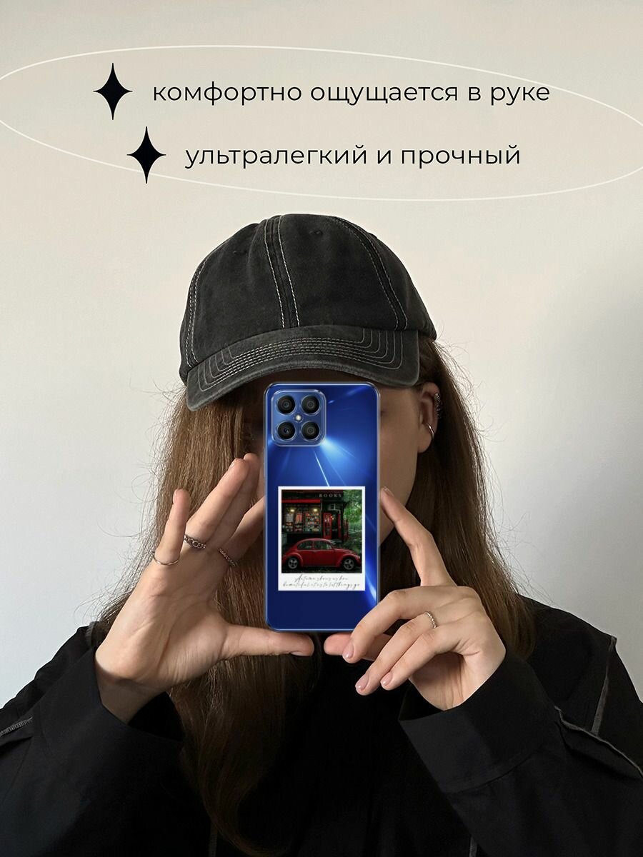Чехол на Honor X8 / Хонор X8 с принтом Осенний палароид красный — фото 1
