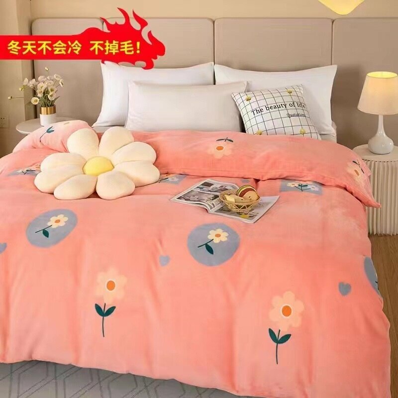 Двусторонний утолщенный пододеяльник из кораллового флиса на осень и зиму, размер 180см*220 см