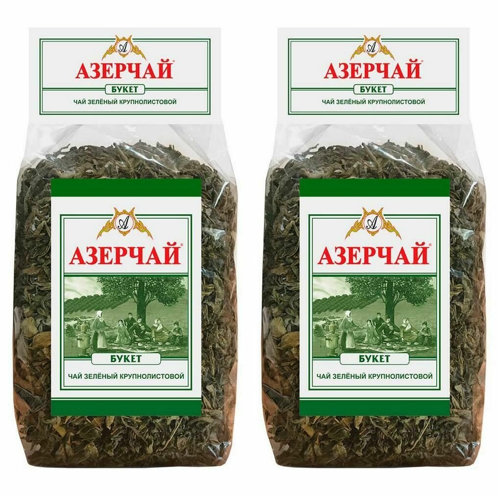 Азерчай Чай зеленый крупнолистовой Букет, 100 г, 2 шт