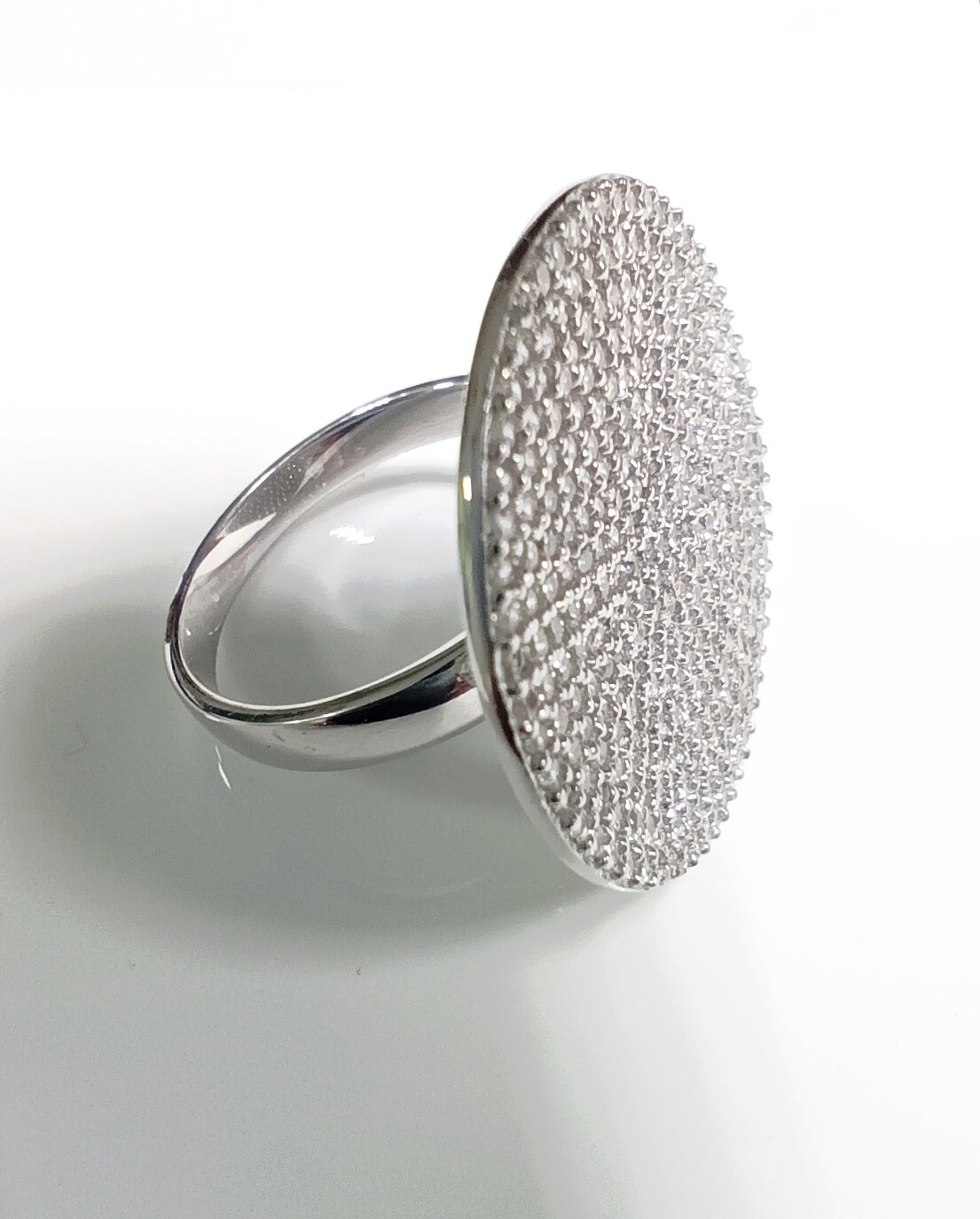 Перстень, серебро, 925 проба, родирование, фианит