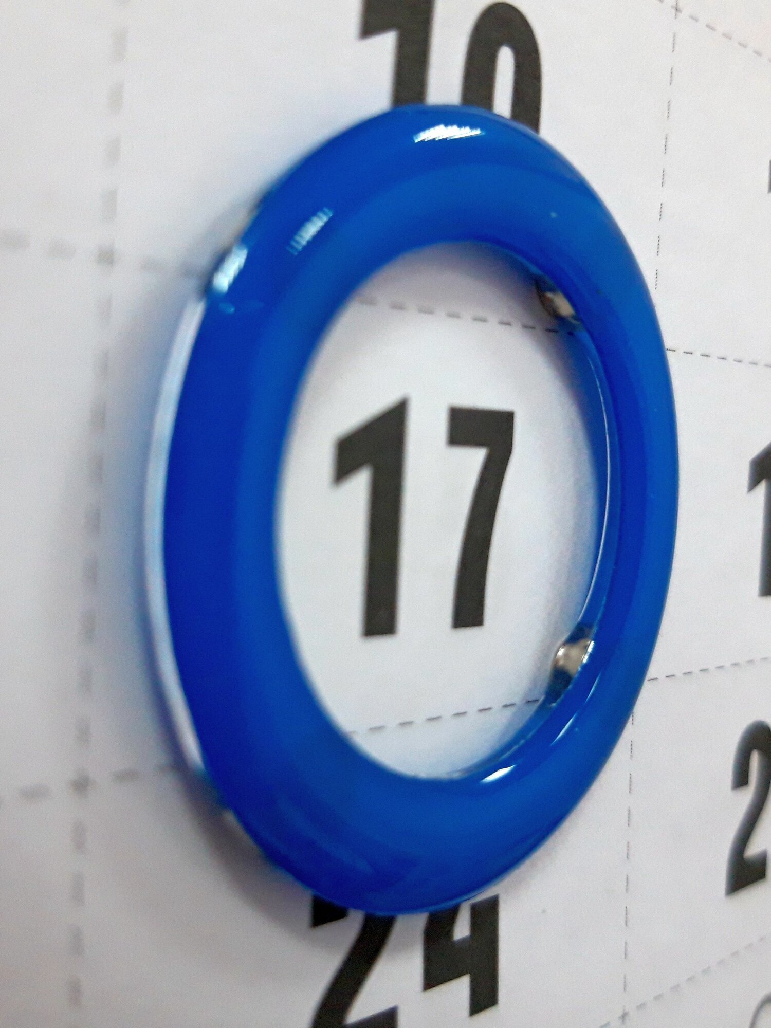 Комплект Курсор календарный магнитный гелевый круглый 37х25 мм синий + металлическая подложка