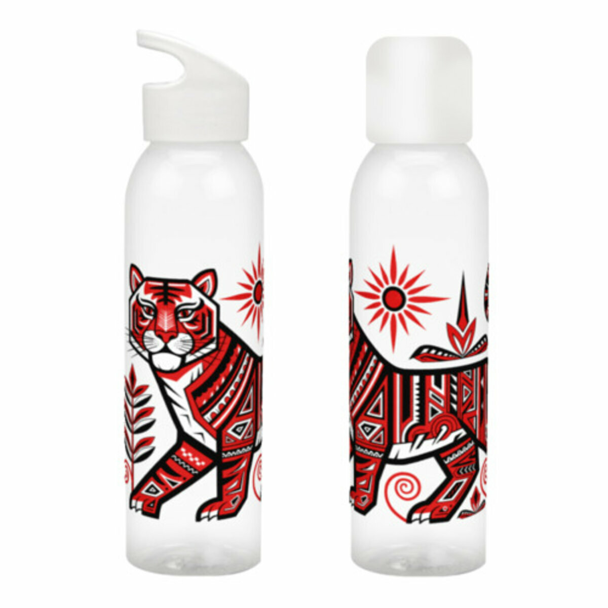 Бутылка для воды «Красный тигр, в русском стиле» (белый)