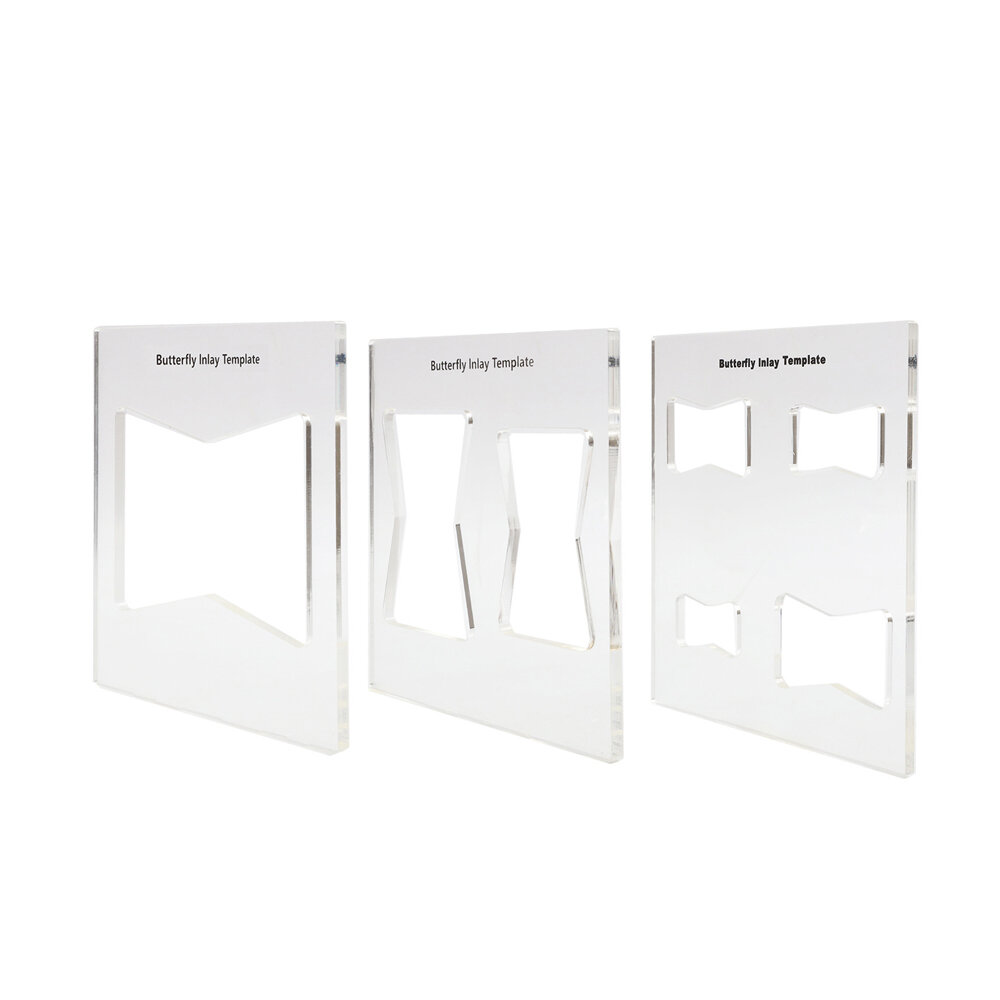 3PCS 7 In 3 Butterflys Inlay Templates Woodworking Decorative Templates Bowtie Mortise Inlays Bushing Router Set из акрила, размер упаковки 100*100*30mm, вес упаковки 270g