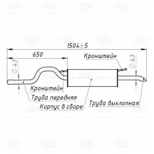 Глушитель Mitsubishi Outlander 2.0i/2.4i 12>