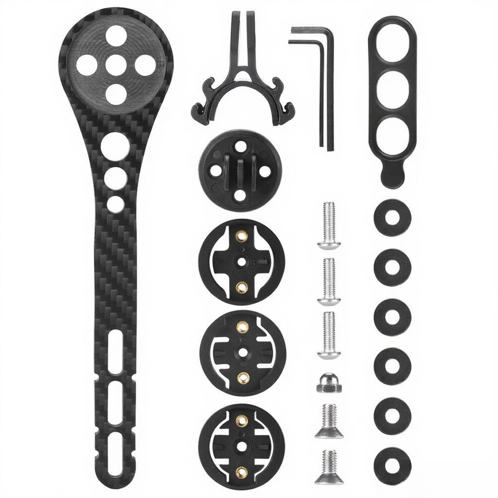Держатель для велокомпьютера на руль велосипеда, экстендер, шток из углеродного волокна, адаптер для приставки, для велосипеда дорожного типа, для светодиодного освещения, камеры, одометра, черный цвет, размер 34*160мм, вес 17г, комплект с инструментами