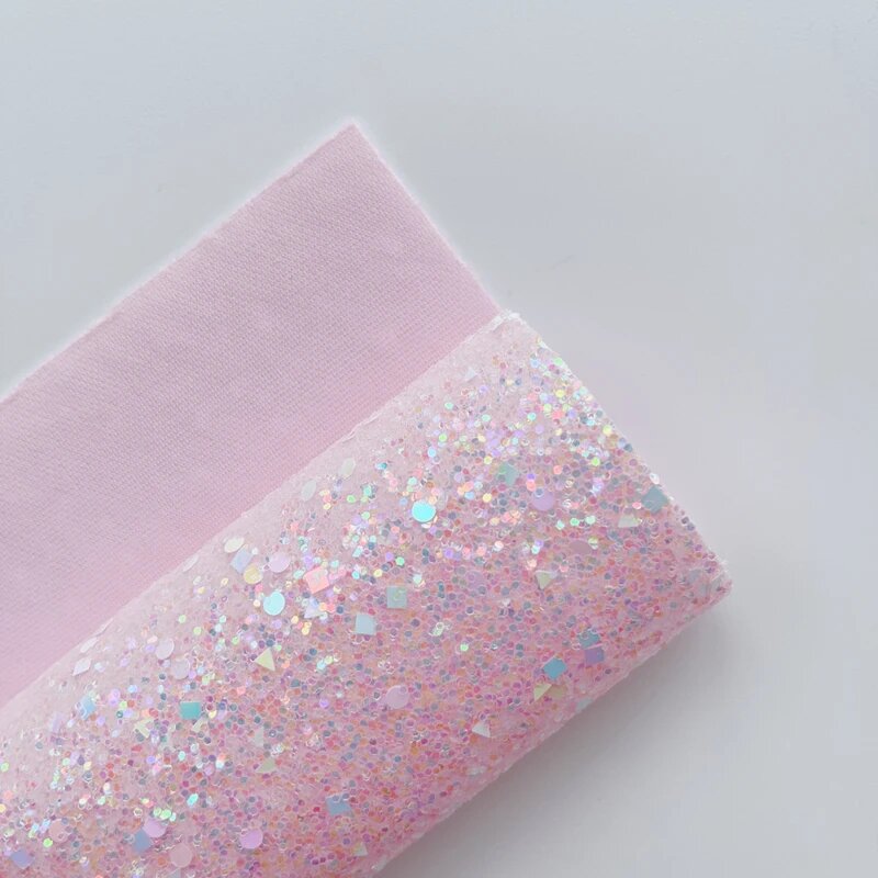 NEW RAINBOW CRAFT SHOP Розовая искусственная кожа для поделок 30x22 см Pink Square Glitter
