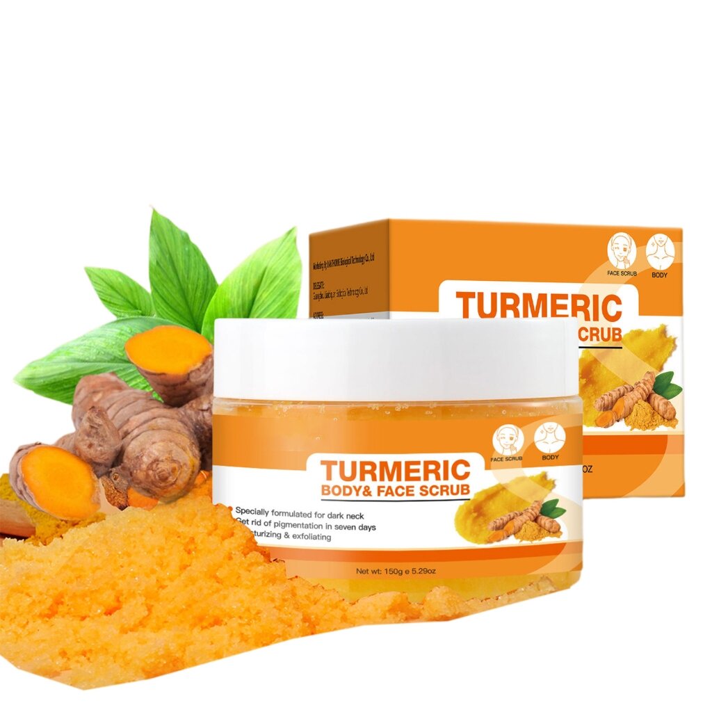 Натуральный Скраб для тела с Куркумой Skins Care Скраб для тела, Лица, Рук и Ног, Отшелушивающий кожу
