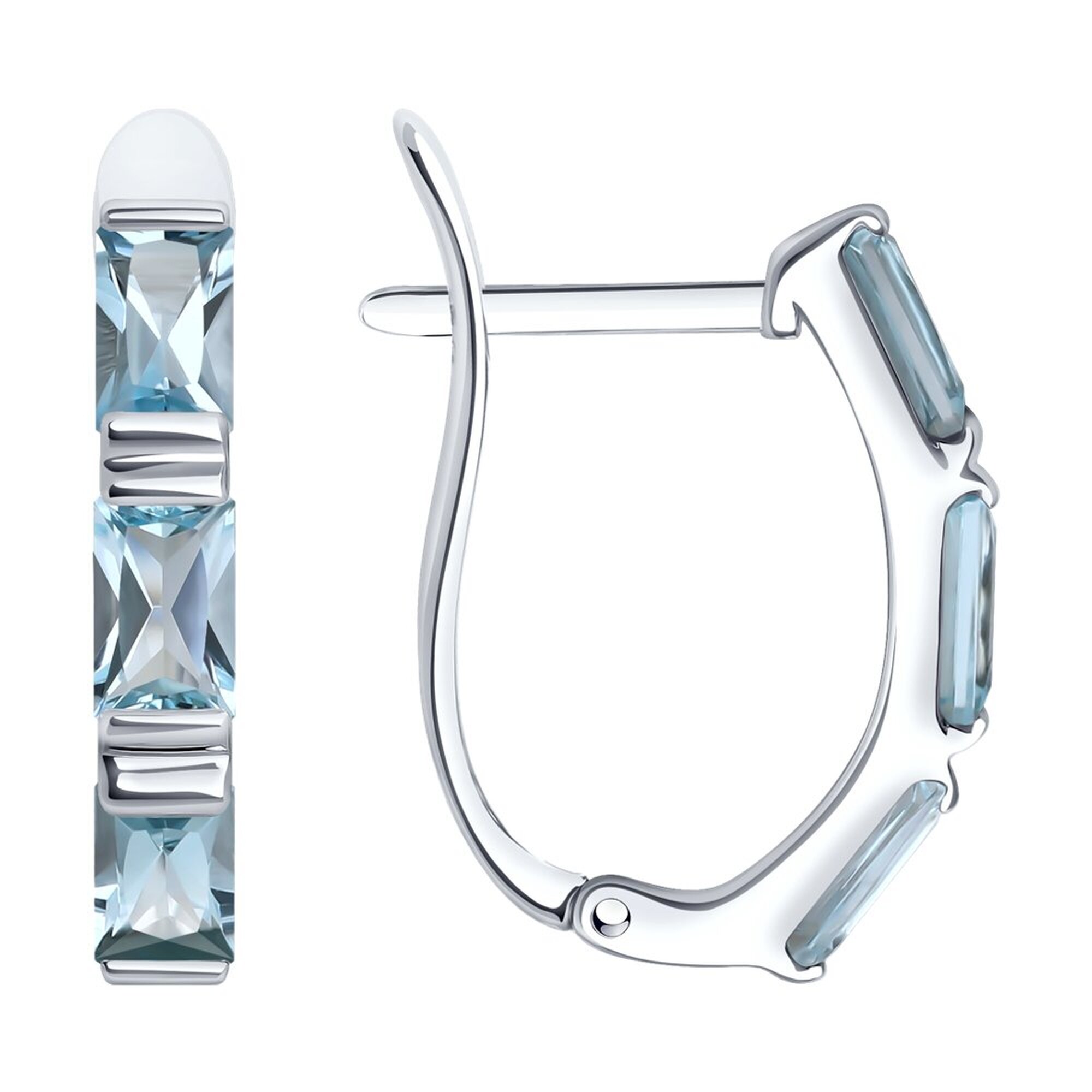 Серьги, белое золото, 585 проба, топаз