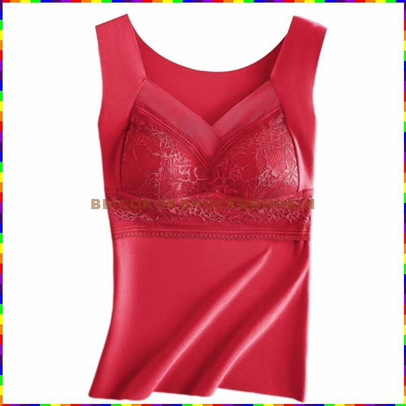 Женская красная майка-бюстье с кружевными вставками, размер 4XL