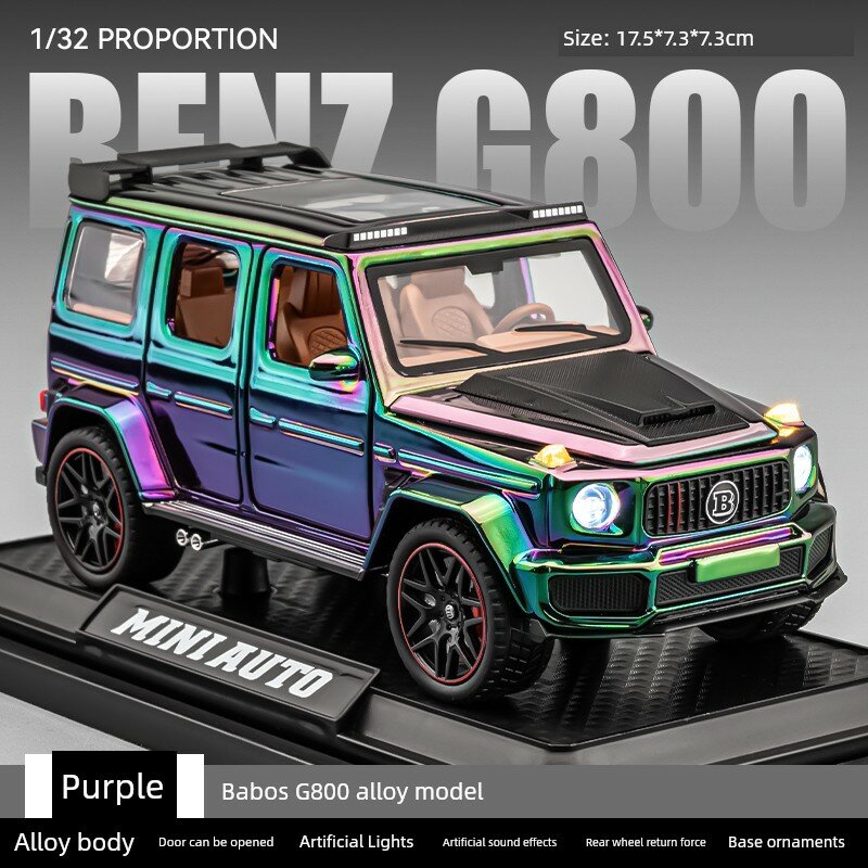 Модель автомобиля Brabus G800 SUV в масштабе 1:32 из сплава, игрушечный автомобиль пурпурного цвета с отражающим