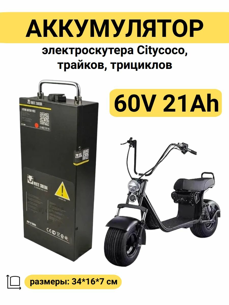 Аккумулятор CITYCOCO 60V21Ah Li-ion (с балансиром) горизонтальный