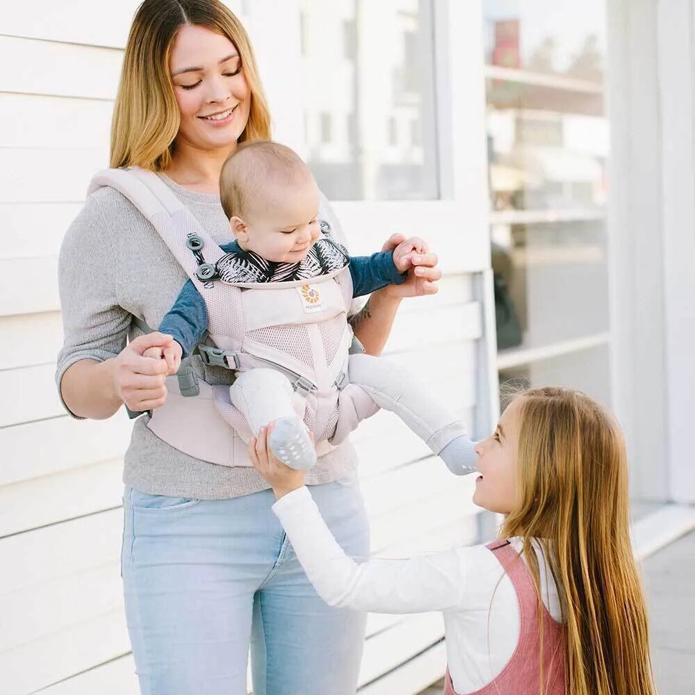 Рюкзак-переноска Ergobaby OMNI 360 Cool Air Mesh для новорожденных, розовый, 4 положения — фото 1