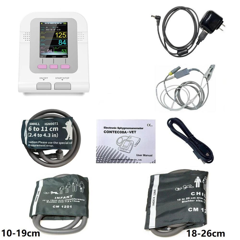 Цифровой ветеринарный тонометр Contec08A 3 cuff probe adapter