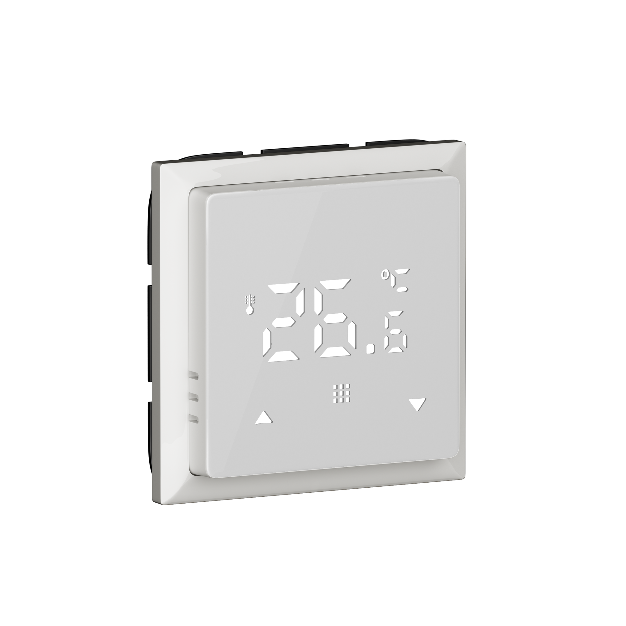 Термостат с датчиком температуры, программируемый, 16A, с белым стеклом 55х55мм, цвет белый глянец, серия R98, Donel