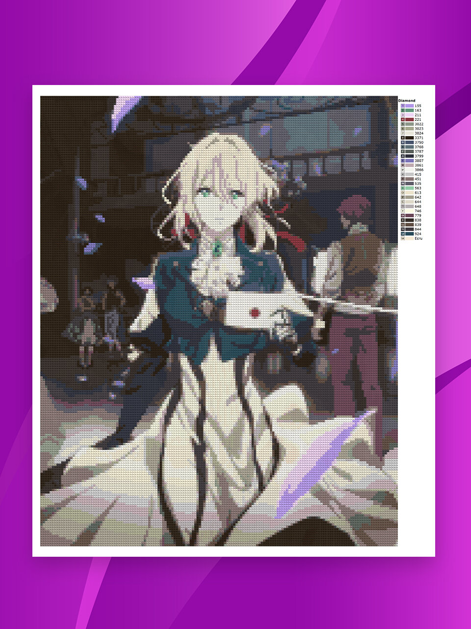 Алмазная мозаика без подрамника - вышивка - Violet Evergarden 40 х 50 см