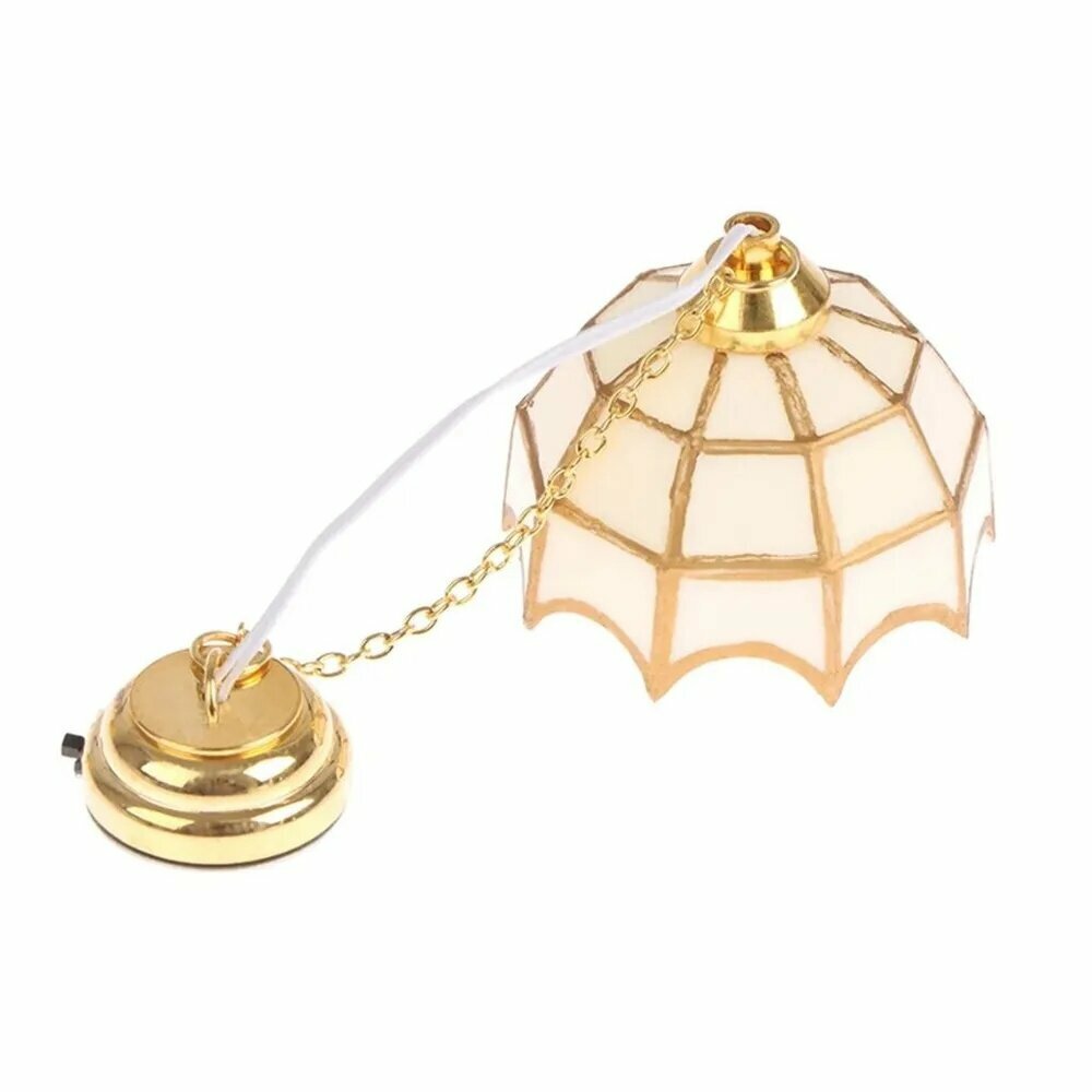 Золотая потолочная лампа для кукольных домиков 1/12, украшение гостиной и спальни