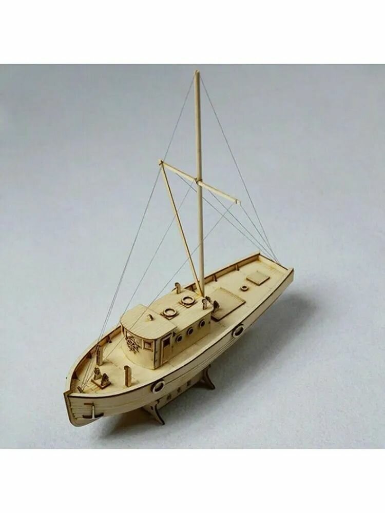 Модель рыболовной лодки Nax деревянная собранная модель лодки
