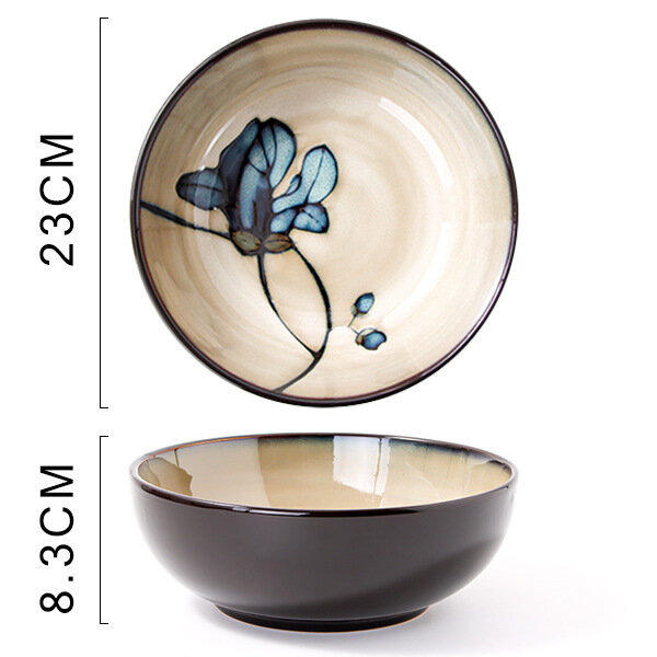 Японская и корейская керамическая посуда с изменяемой глазурью, креативная подглазурная ручная роспись, суповая миска, домашняя миска для фруктового салата, большая миска для лапши, ресторанная посуда