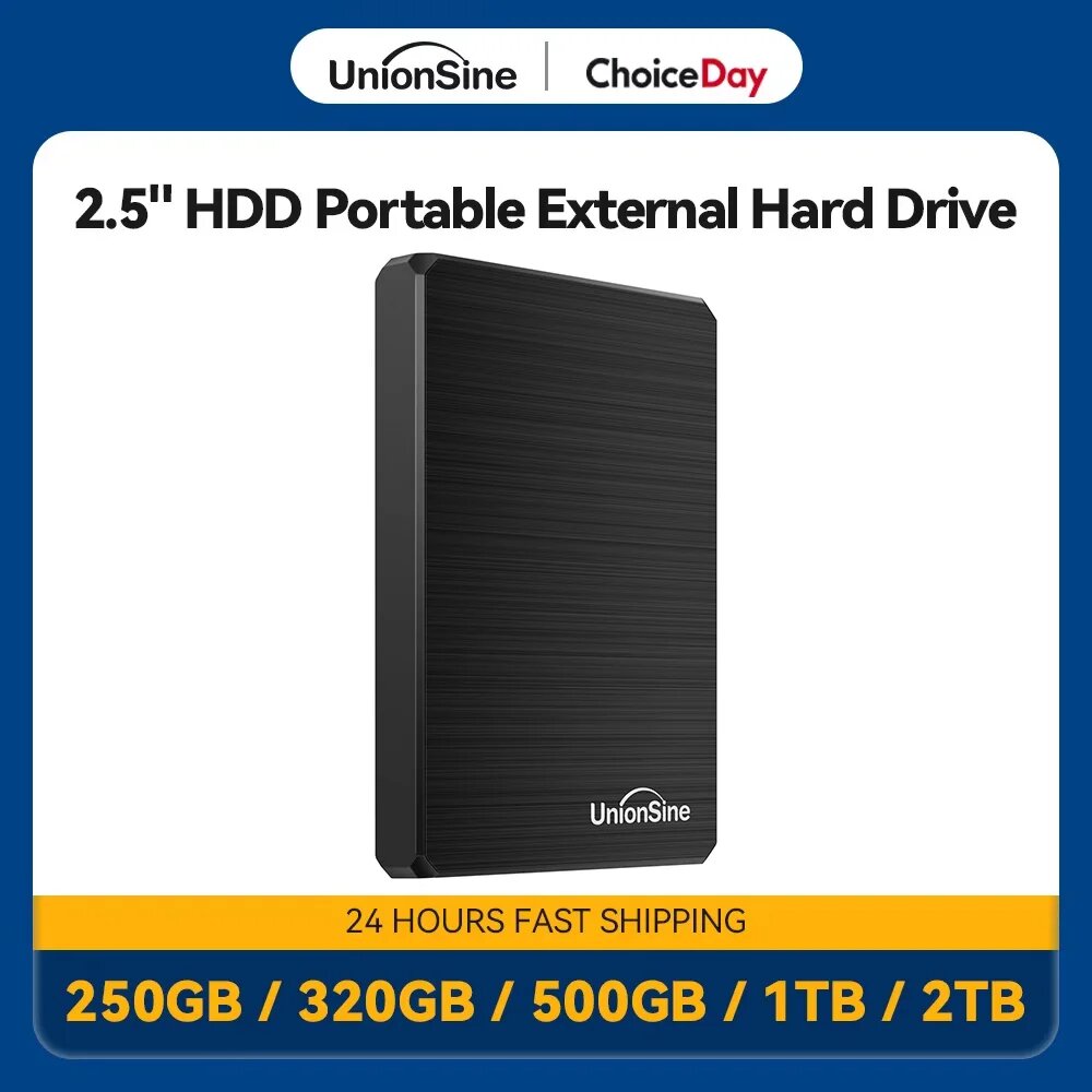 Портативный Внешний Жесткий Диск UnionSine 2,5 Дюйма, USB3.0, Высокоскоростной, 250 ГБ/320 ГБ/500 ГБ/1 ТБ/2 ТБ, Совместимый С ПК