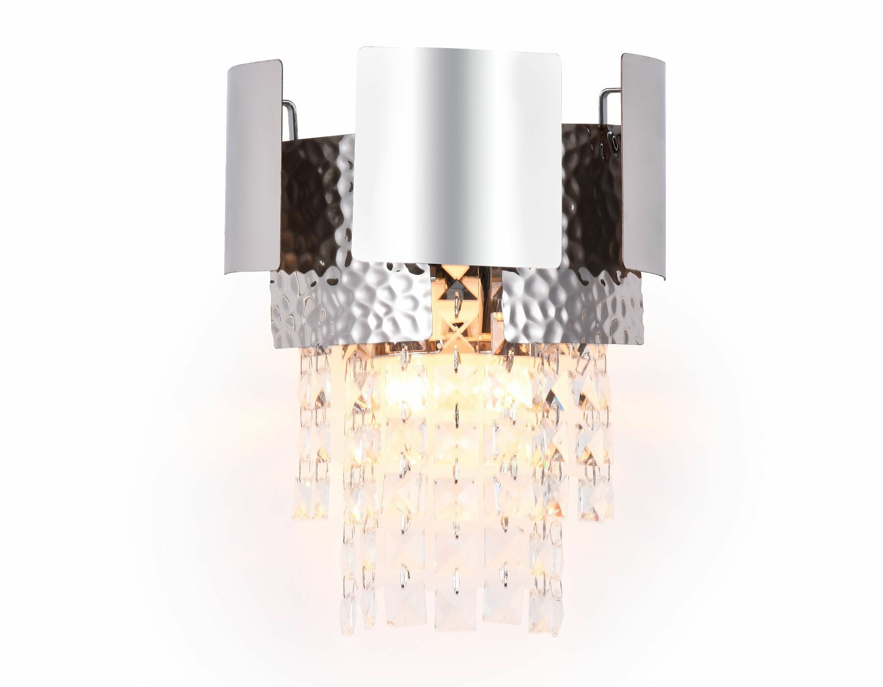 Бра, Настенный светильник с хрусталем E14/2 max 40W 270*240*150, серебро/прозрачный