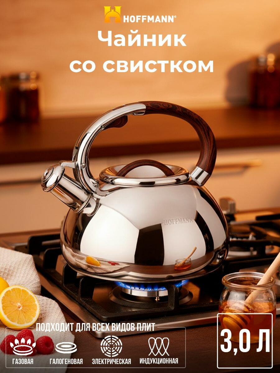 Чайник 3,0л нержавеющая сталь НМ 5533/2 со свистком (в)