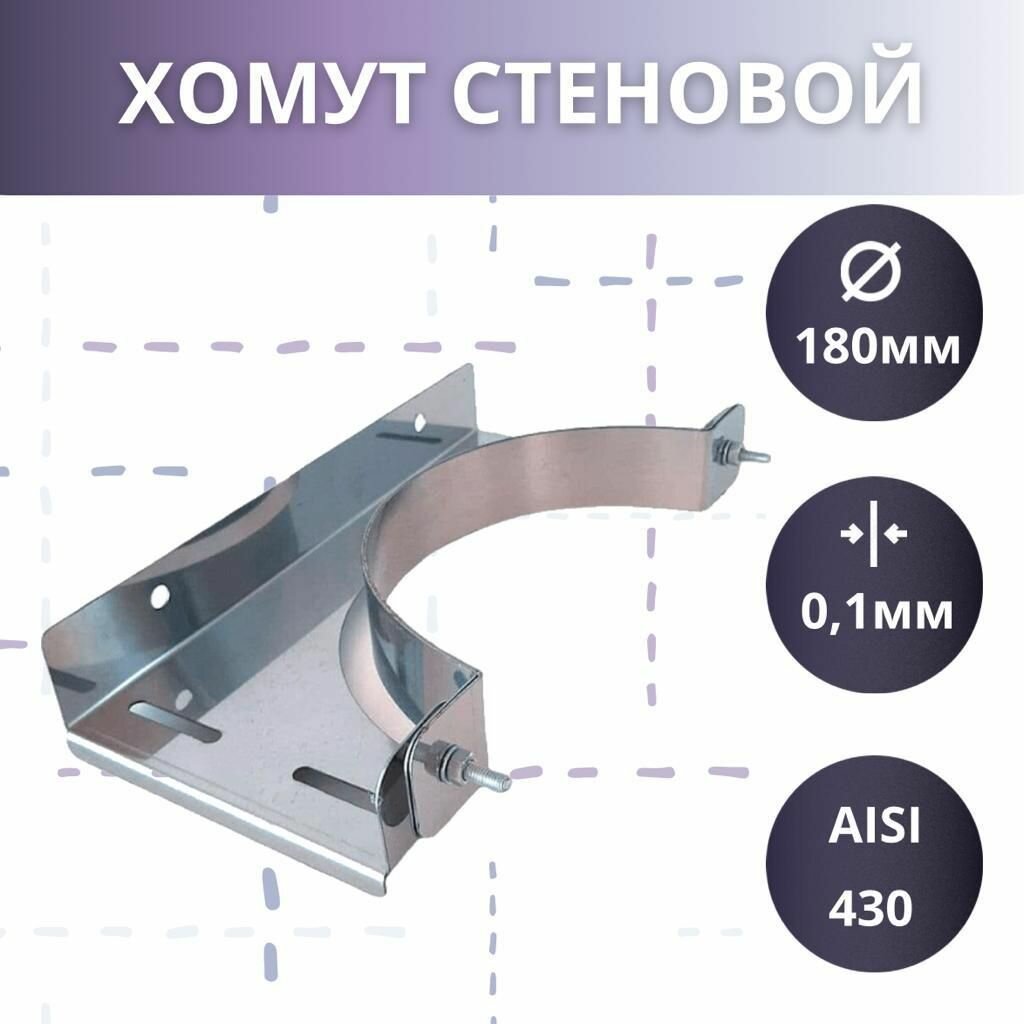 Стеновой хомут ( AISI 430/1мм) D-180