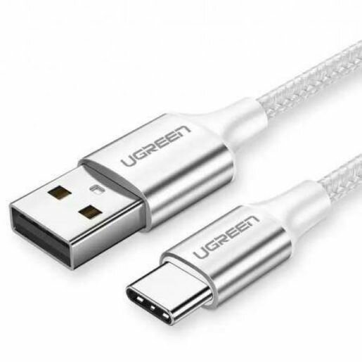 Кабель UGREEN US288 (60131) USB-A 2.0 to USB-C Cable Nickel Plating Aluminum Braid. Длина: 1 м. Цвет: белый.