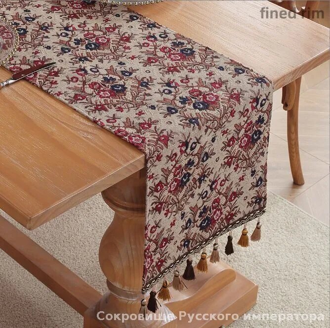 Сервировочная дорожка FINED RIM, 30×180 см, гобеленовая, прямоугольная, зеленая