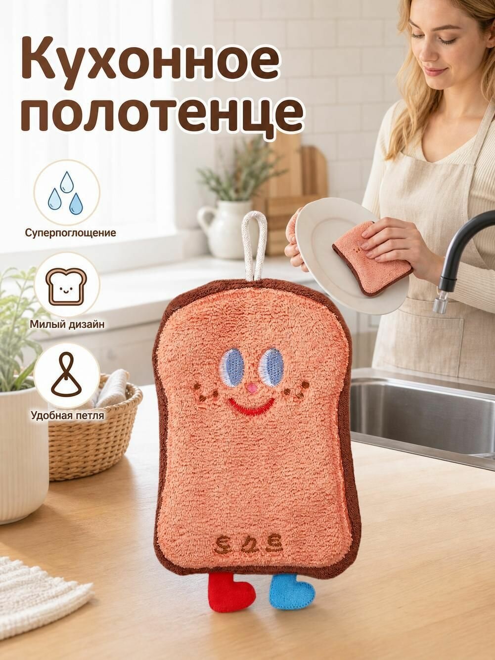 Милое полотенце для рук с мультяшным рисунком