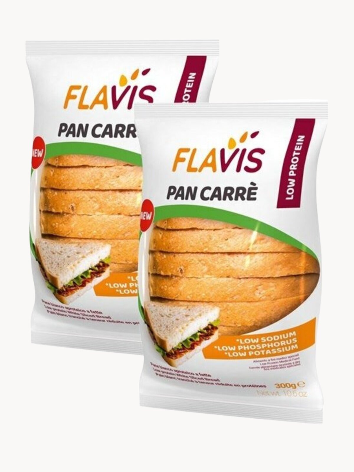 Белый хлеб в нарезке с низким содержанием белка Pan Carre, т. м. FLAVIS, 300 г (2 шт.)