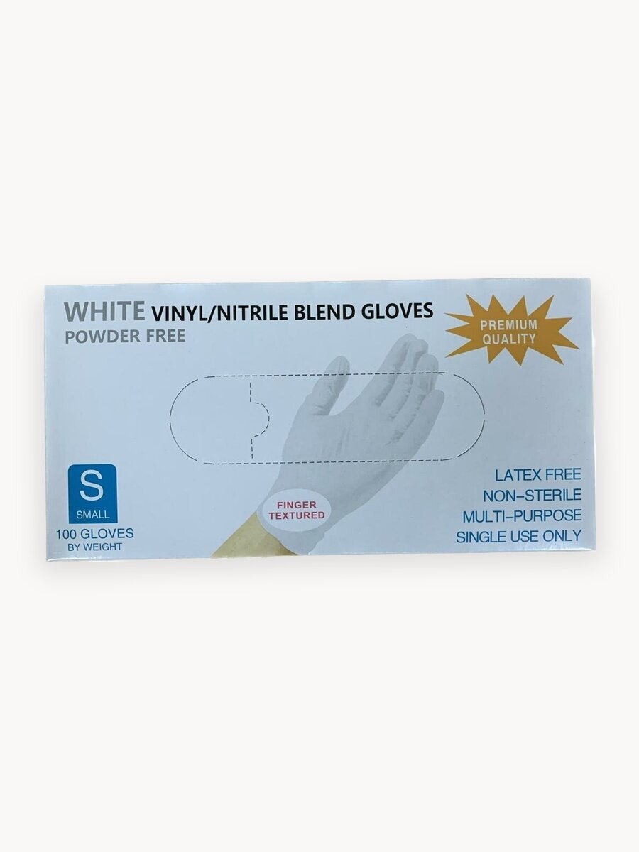 Нитриловые перчатки (нитрил-винил) Wally plastic, 100 шт. (50 пар), одноразовые, неопудренные Цвет: Белый; Размер S