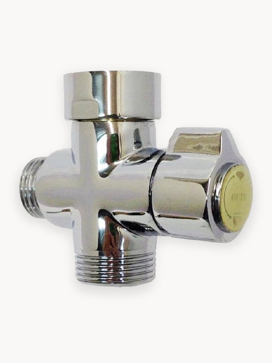 Дивертор для смесителя OUTE, картриджный переключатель воды смесителя с душевой лейки на излив, 1 вход - 3/4", 2 выхода - 1/2" и 3/4", корпус силумин