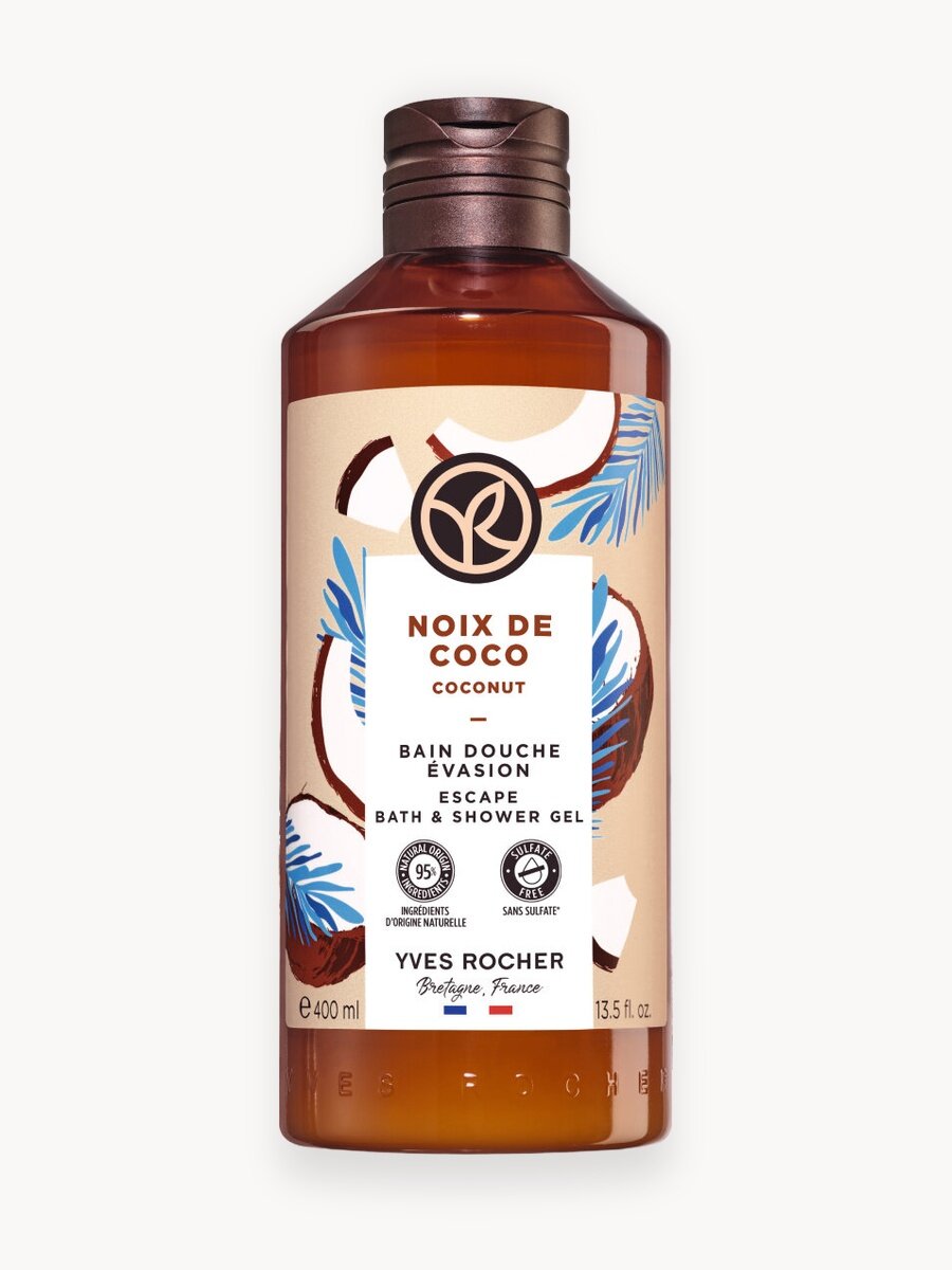 Гель для душа Yves Rocher "Кокосовый орех", без сульфатов, 400мл