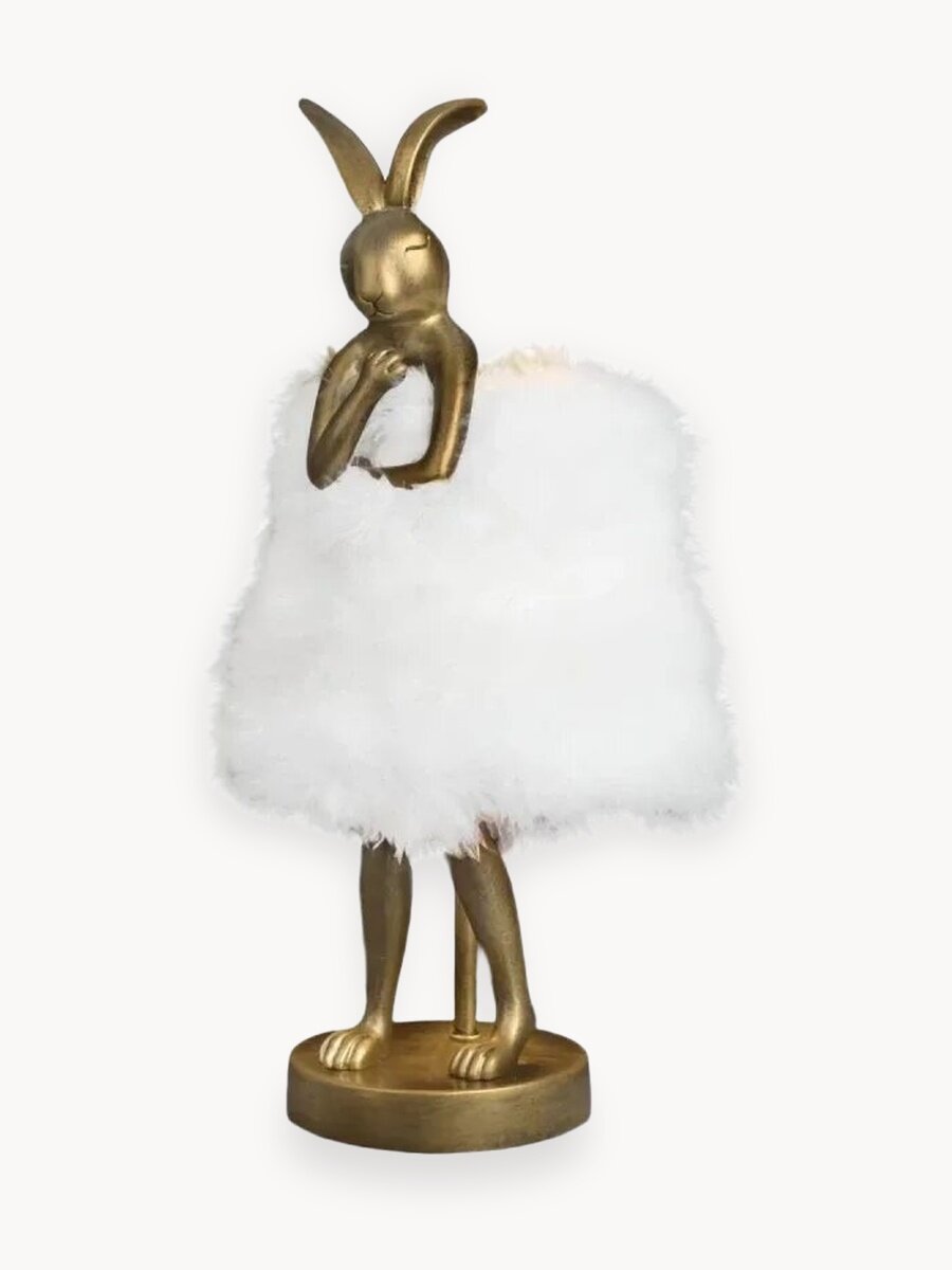 Светильник настольный светодиодный, настольные лампы с золотым кроликом из смолы, защита глаз для домашнего декора, прикроватное освещение для офиса и кабинета