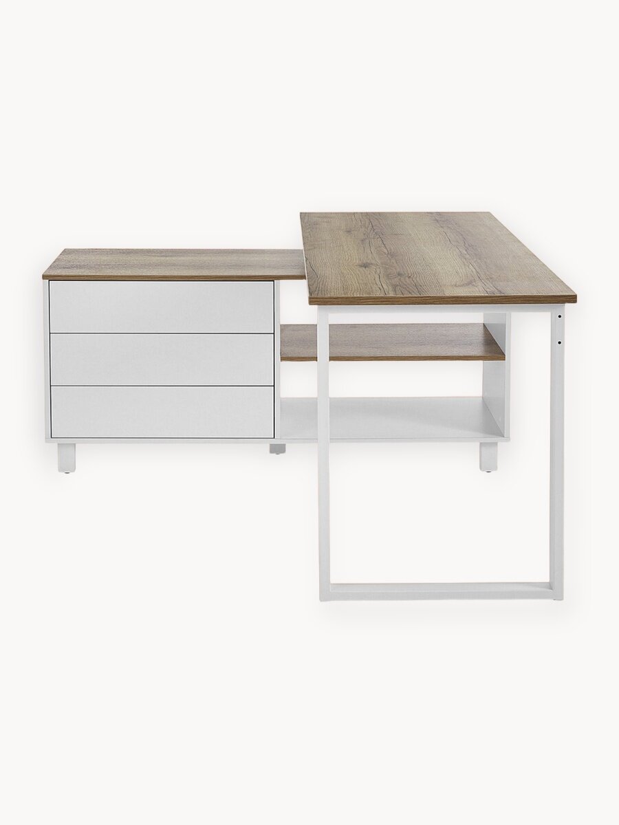 Письменный стол Storr угловой, 135х75х135,6, цвет дуб делано/белый