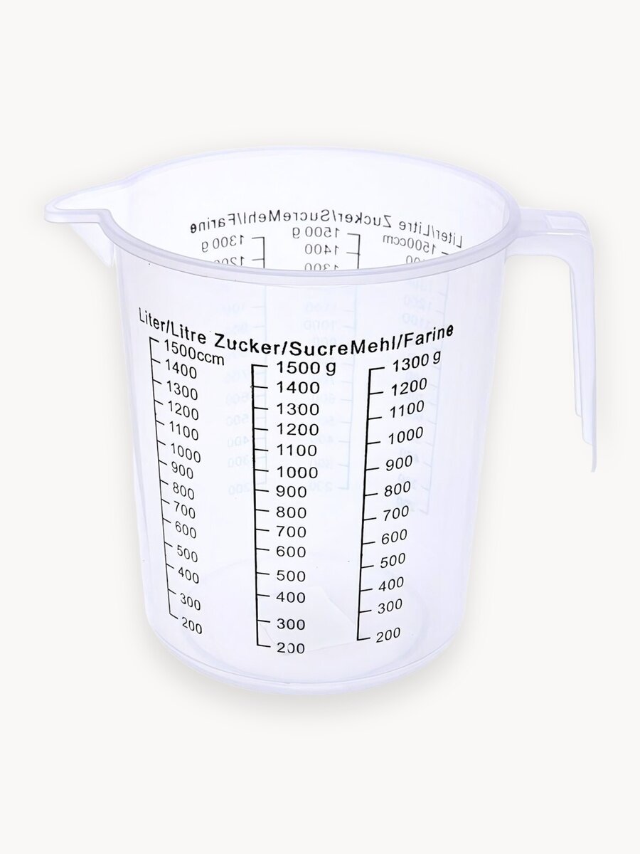 Стакан мерный "Доляна", объем 1.5 л, пластик, цвет прозрачный