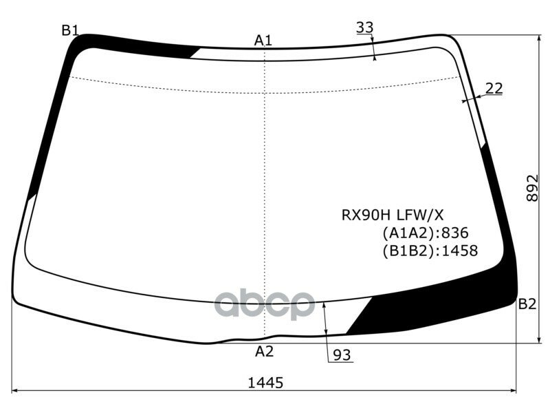 Стекло лобовое Toyota Mark II (X90) 92-96 XYG арт. RX90H LFW/X