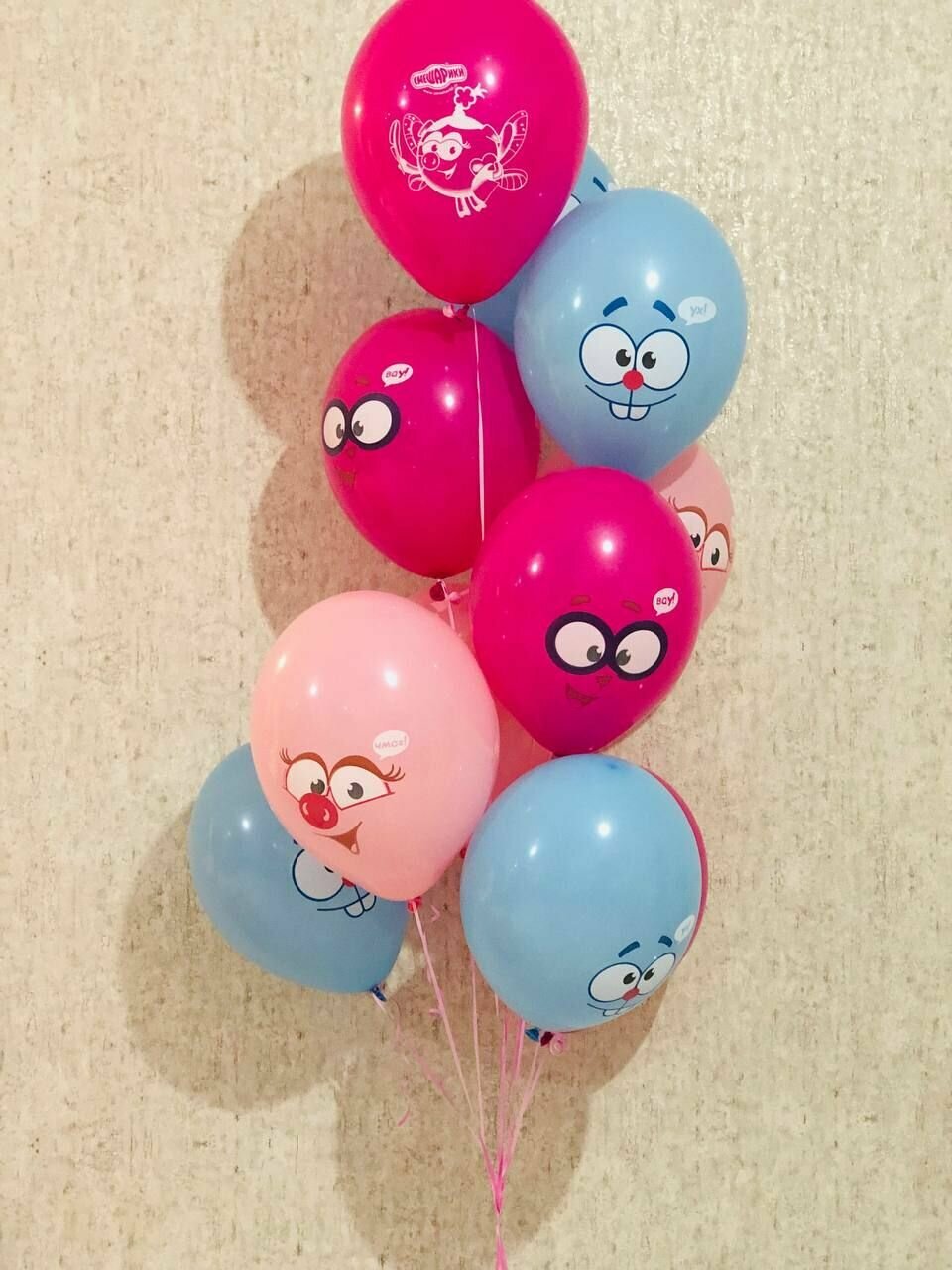 Фонтан из гелиевых шаров ребенку 11 шт "Смешарики"
