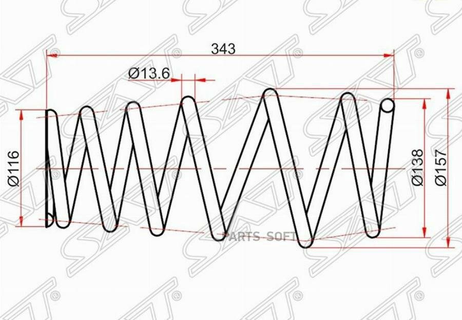 Пружина подвески Toyota Camry (XV30, XV40) 01-11 / Camry USA 01-11 (Сзади/ Комплект) SAT ST-33562 | цена за 1 шт