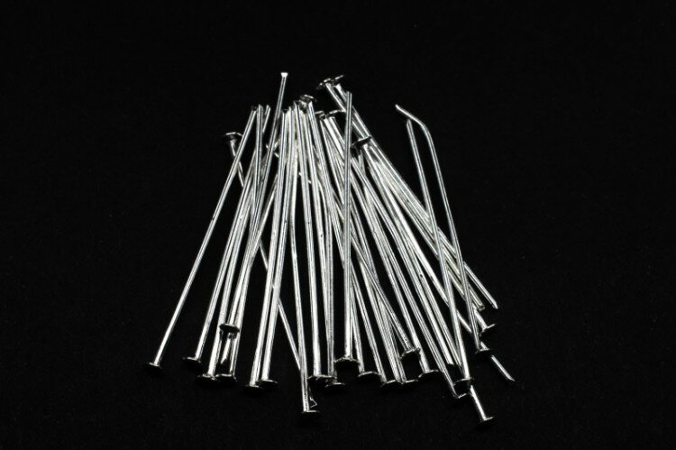 Штифты для бижутерии гвоздики 35х0,7мм, цвет серебро, железо, 30-010, 10г (около 65шт)