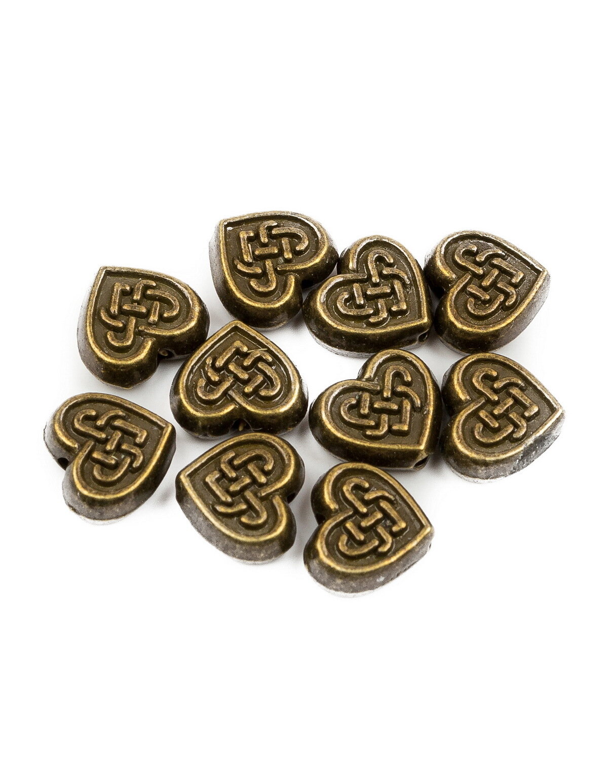 Бусина сердечко, 9х8х3 мм, старинная бронза, 10 шт.